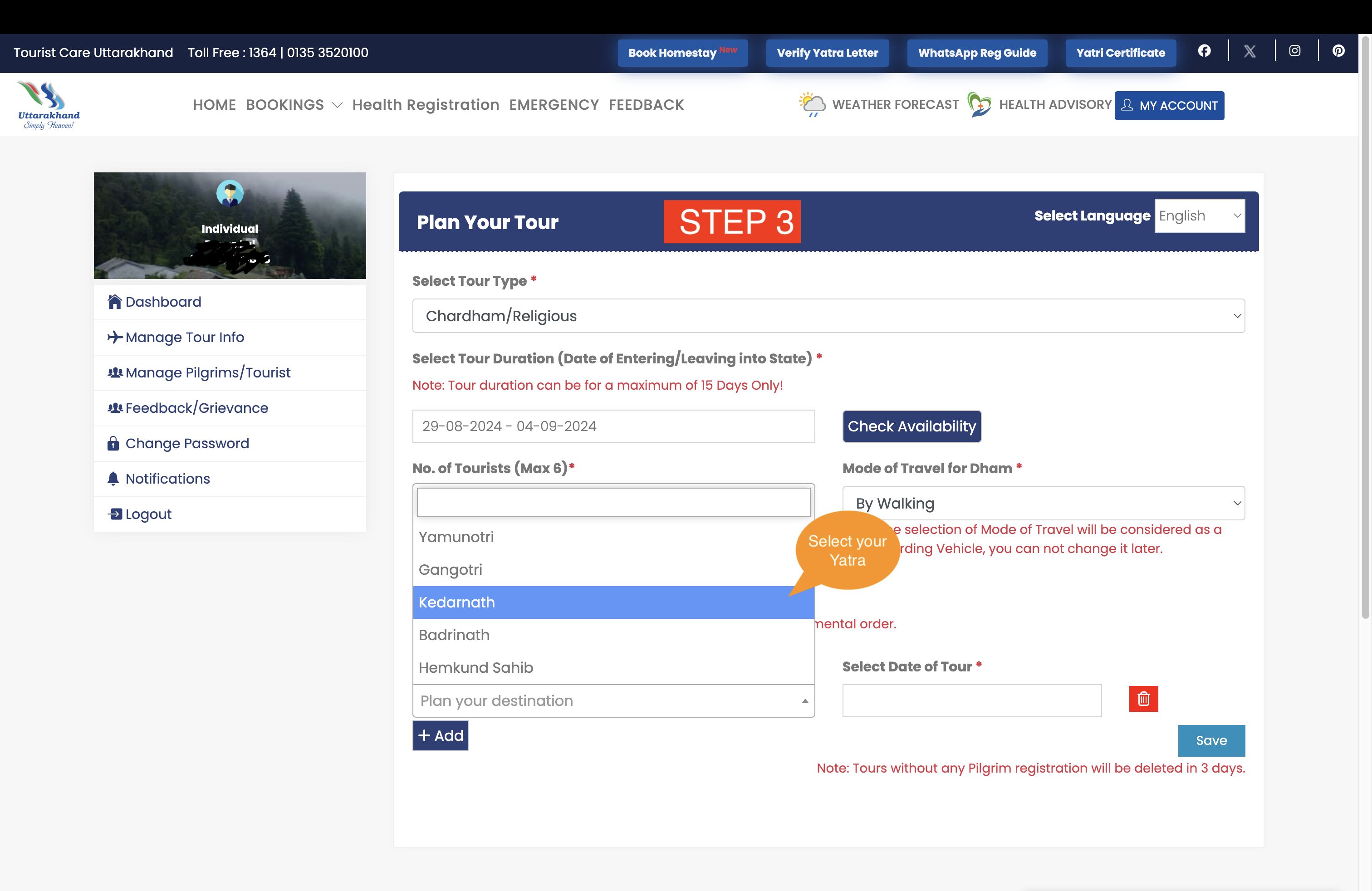 Kedarnath Yatra Online Registration | IA